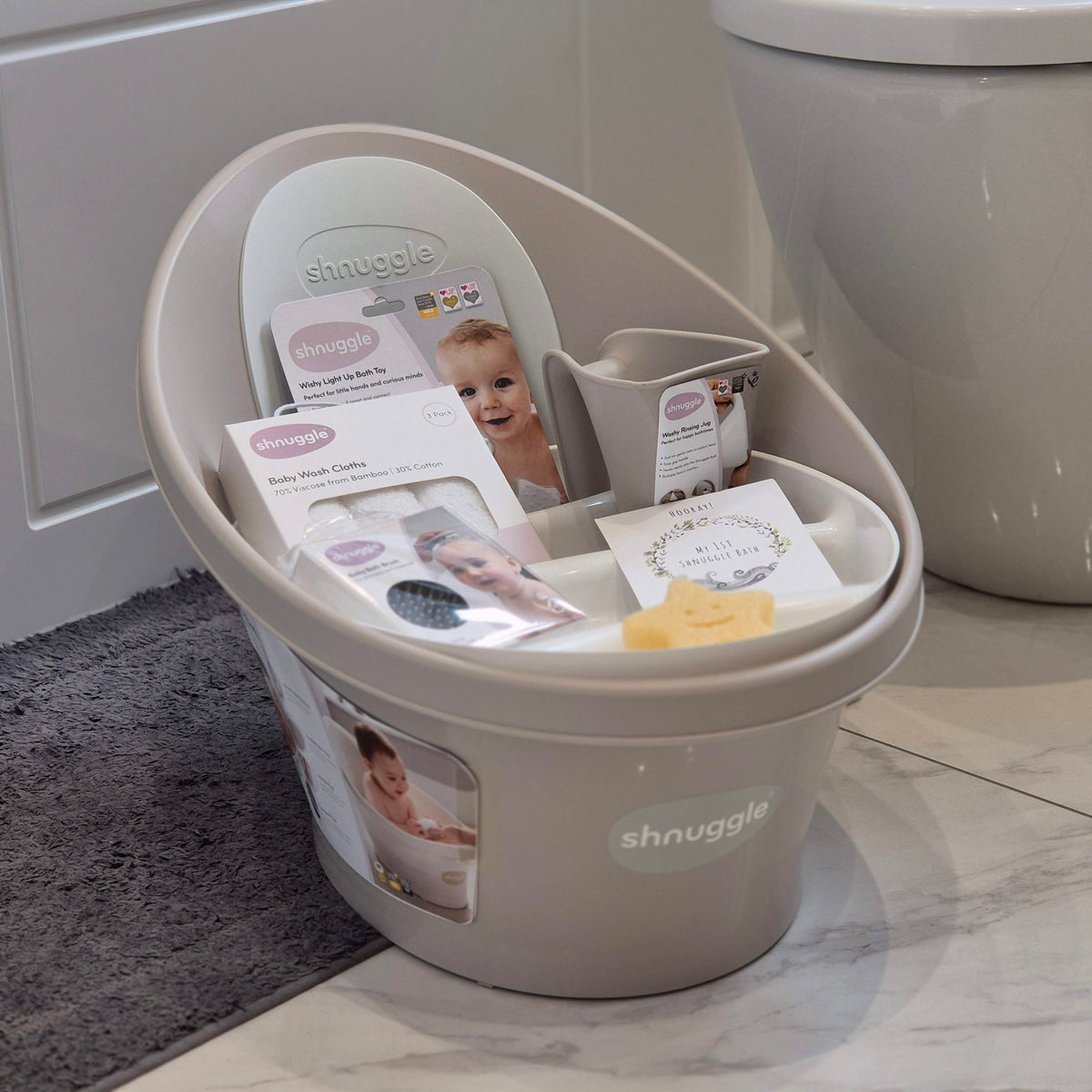 Shnuggle 9 Piece Newborn Baby Bath Time Bundle Complete Set – My First ...